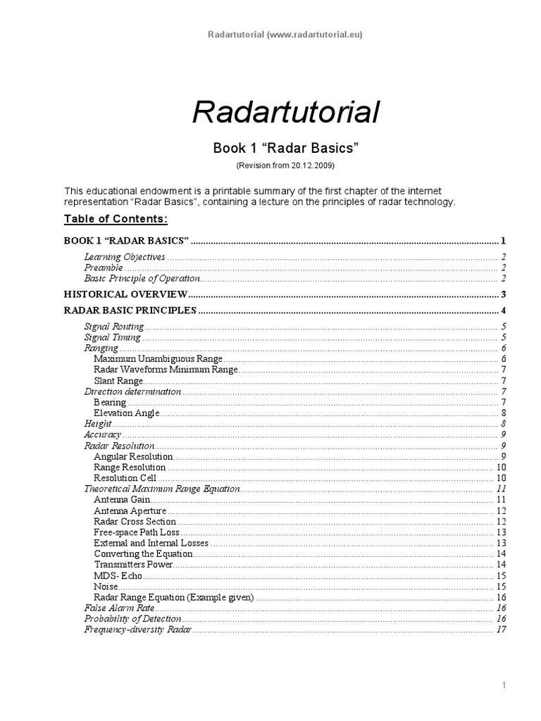 Radar Basics and Principles Overview | PDF