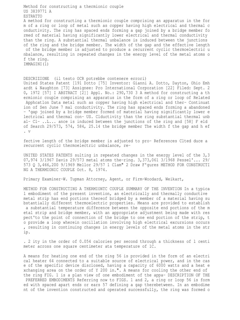 Gianni Dotto Ring Patent | PDF | Electrical Resistivity And ...