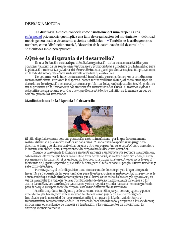 Dispraxia Motora | PDF | Neurociencia | Aprendizaje