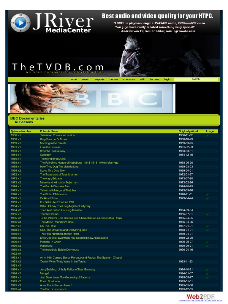 Comprehensive BBC Documentaries List | PDF | Entertainment (General ...