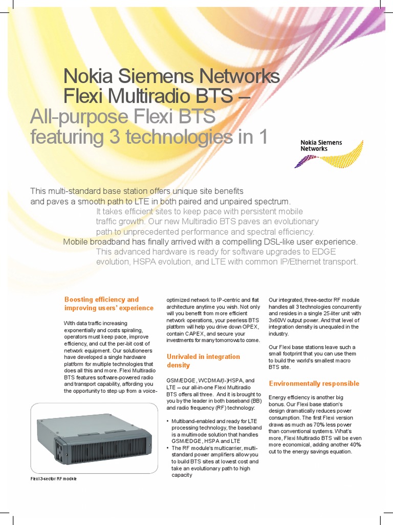 Nokia Siemens Networks Flexi Multiradio Base Station Data Sheet | PDF ...