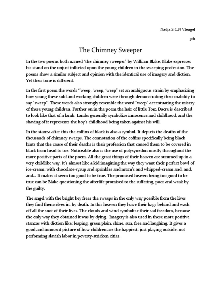 Chimney Sweep AP Lit | PDF | William Blake | Poetry