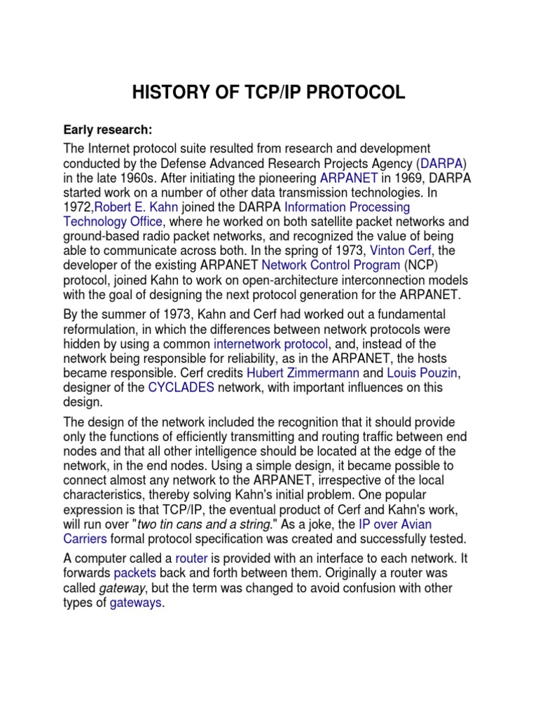 History of TCP/IP Protocol Development | PDF