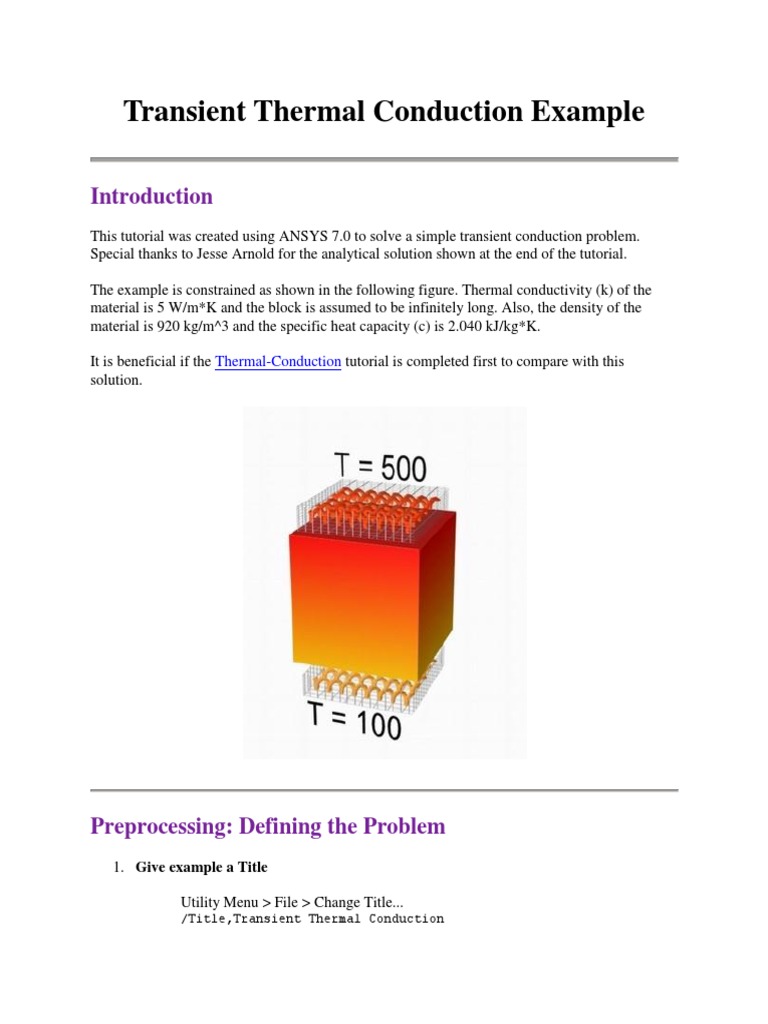 Transient Thermal Conduction Example | PDF | Thermal Conduction ...