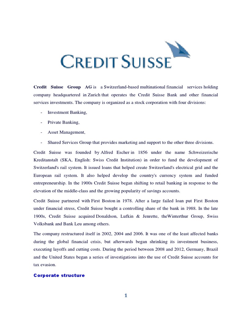 Credit Suisse Bank | PDF | Credit Suisse | Financial Services
