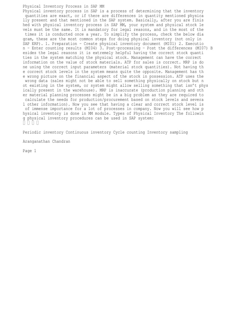 SAP MM Physical Inventory Guide | PDF | Business | Business (General)