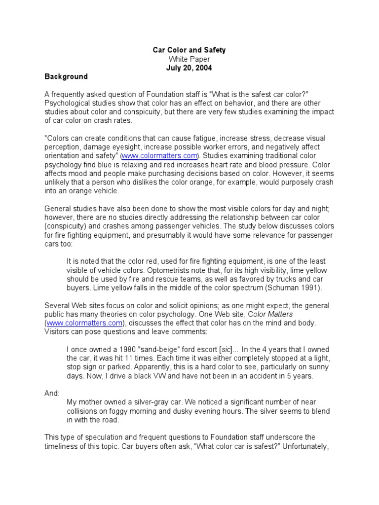 CarColorAndSafety PDF | PDF | Confounding | Color