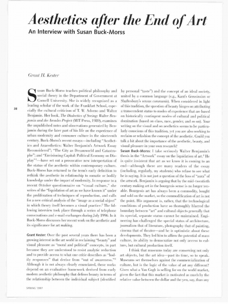 Aesthetics After The End of Art: An Interview With Susan Buck-Morss ...