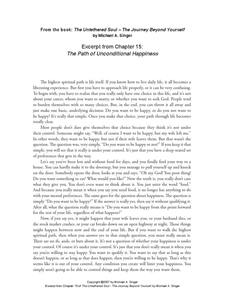 Unconditional Happiness-Excerpt Untethered Soul | PDF