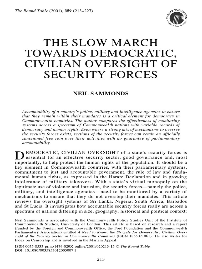 Civilian Control of Intell | Download Free PDF | Police | Commonwealth ...
