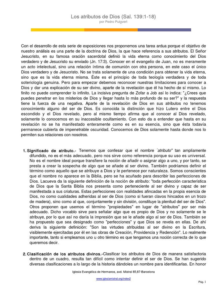 1 Los Atributos de Dios | Descargar gratis PDF | Dios | Esencia