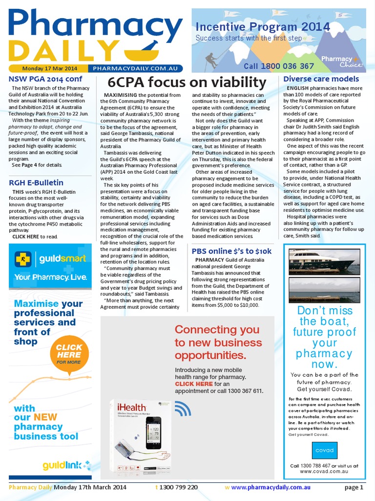 Pharmacy Daily For Mon 17 Mar 2014 - 6CPA Focus On Viability, S3 ...