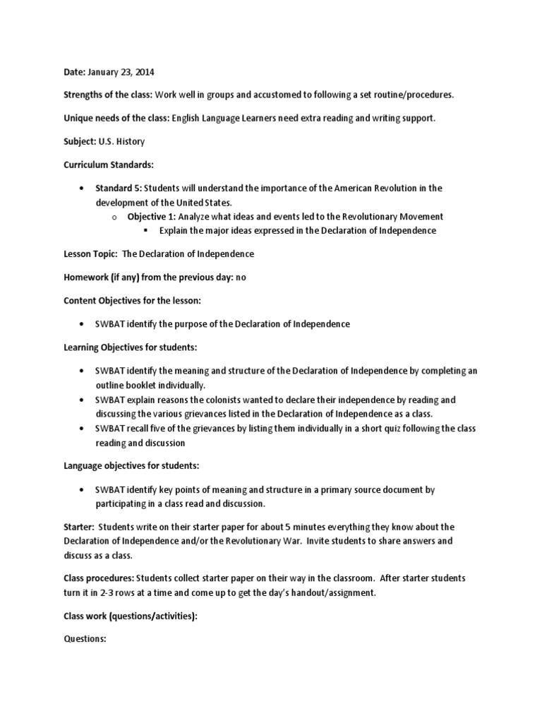 Lesson 1-Declaration of Independence | PDF | United States Declaration ...