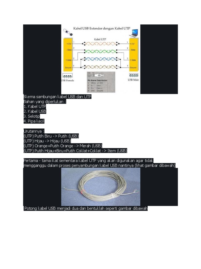 Skema Sambungan Kabel USB Dan UTP | PDF