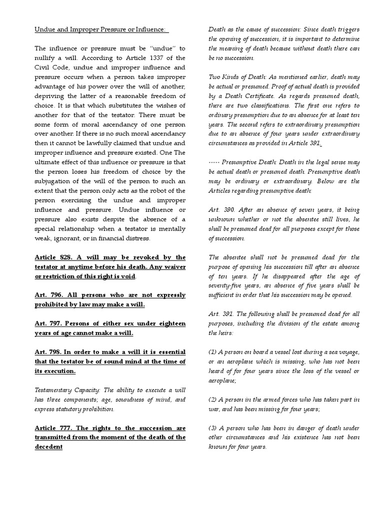 Kinds of Succession and Wills | PDF | Will And Testament | Private Law