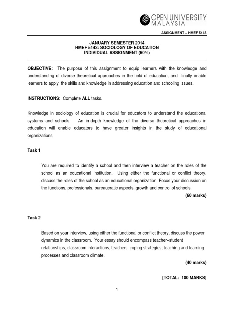 Sociology of Education Assignment Guide | PDF | Teachers | Theory