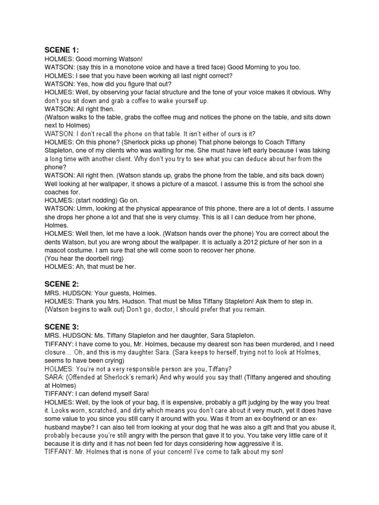 Murder Mystery Script | PDF | Dr. Watson | Minor Sherlock Holmes Characters