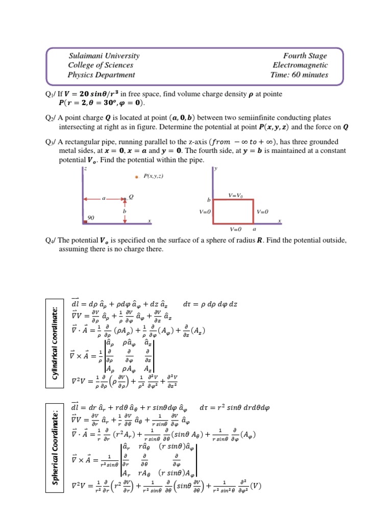 Electromagnetic Exam Solutions | PDF | Sphere | Applied And ...
