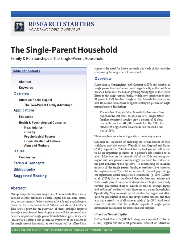 The Single Parent Household | PDF | Single Parent | Social Capital