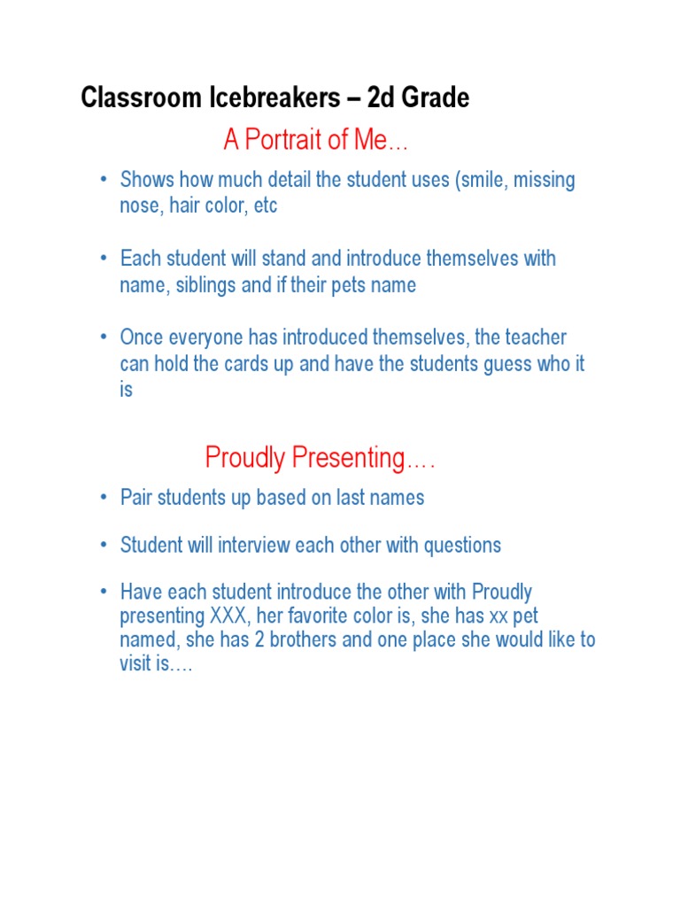 Classroom Icebreakers | PDF | General Fiction