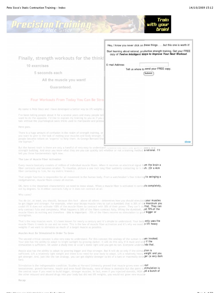 Static Contraction Training | PDF | Strength Training | Weight Training