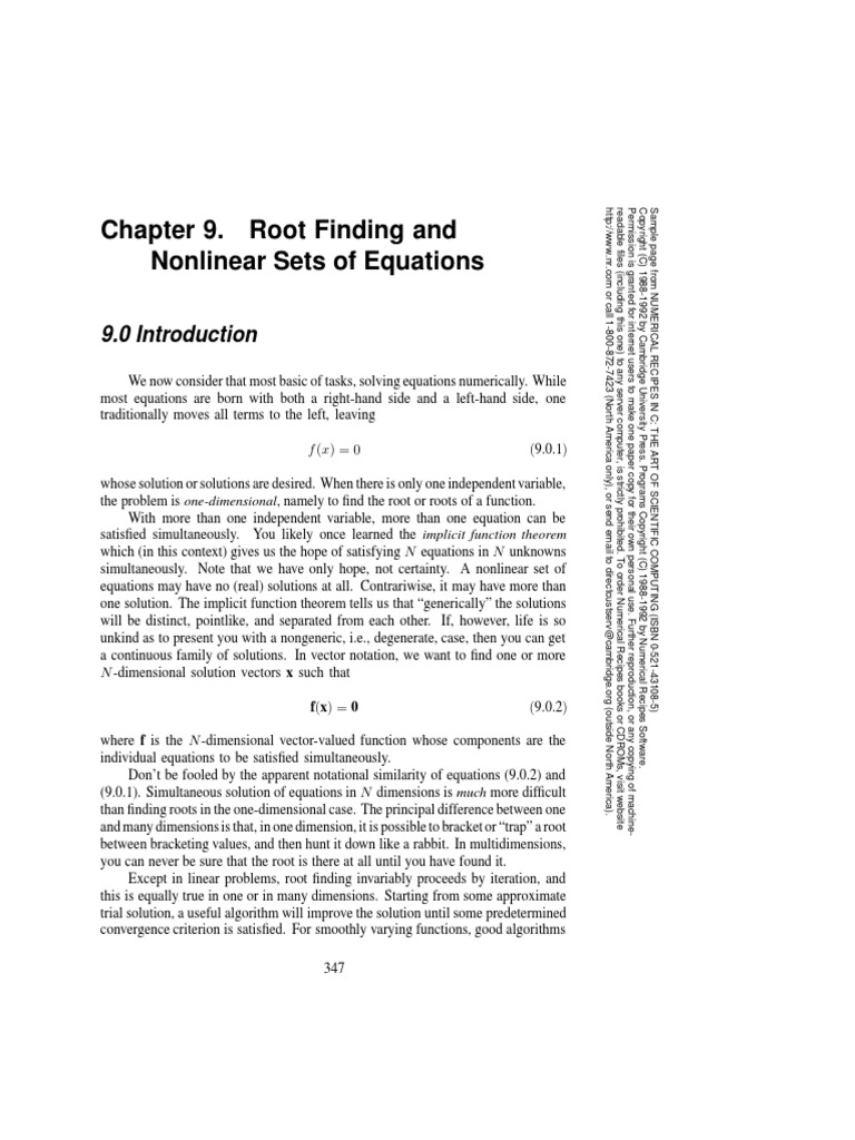Root Finding and Nonlinear Sets of Equations | PDF | Numerical Analysis | Equations