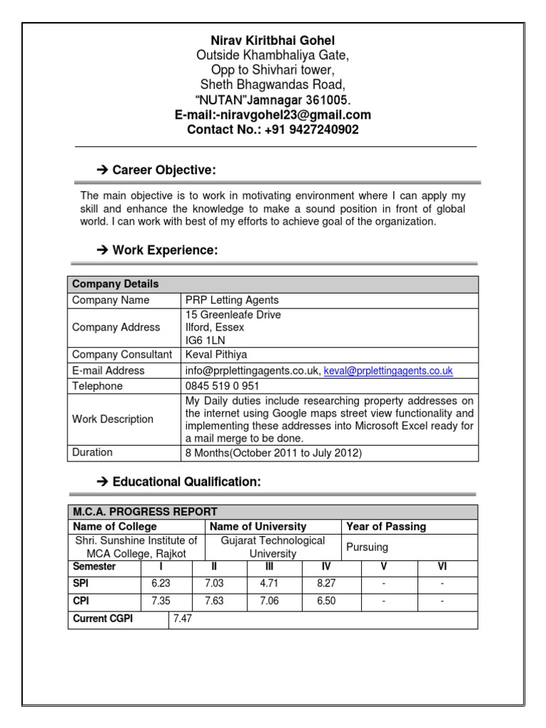 Resume Nirav | PDF | Microsoft Access | World Wide Web