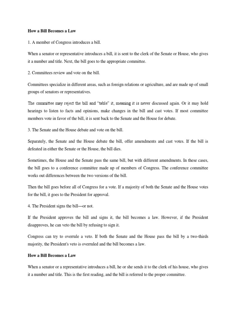 The Legislative Journey: How a Bill Becomes a Law in the Congress of ...