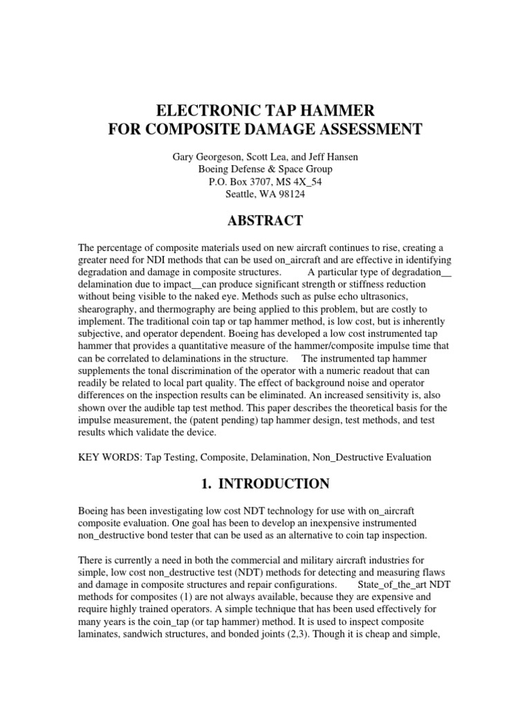 Electronic Tap Hammer For Composite Damage Assessment | PDF ...