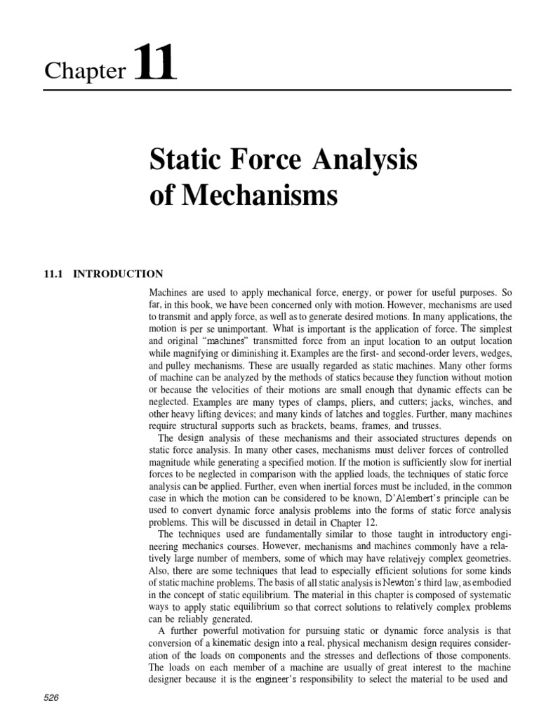 Static Force Analysis of Mechanisms | PDF | Machines | Force