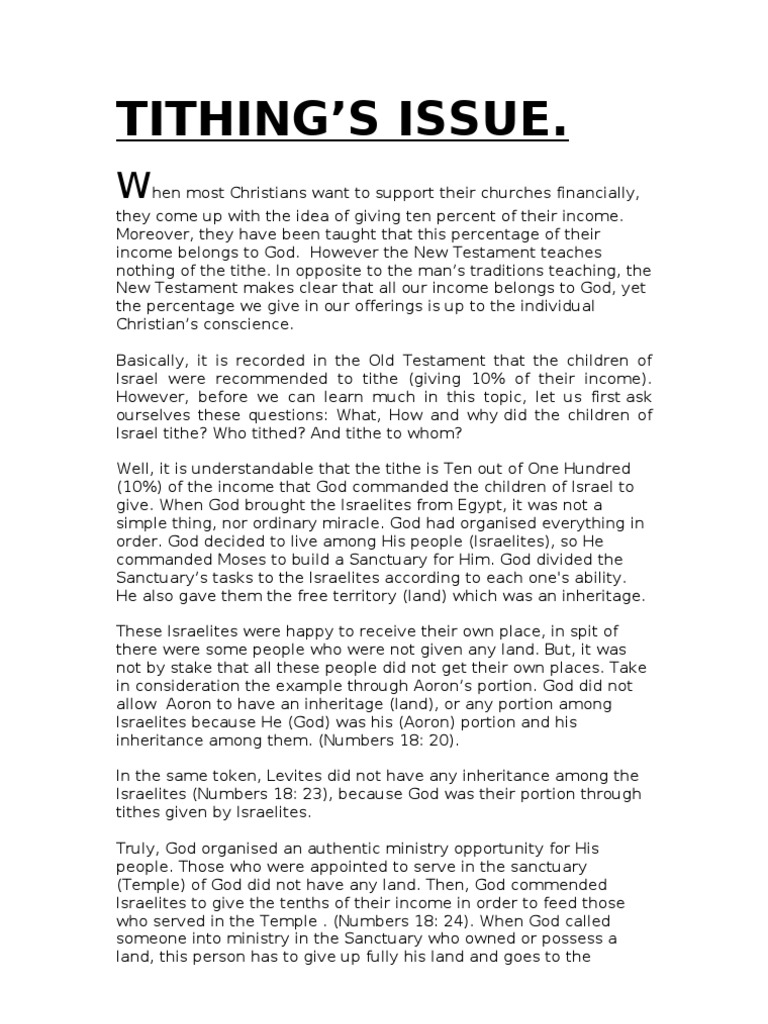 Tithing's Issue. | PDF | Tithe | Christian Church