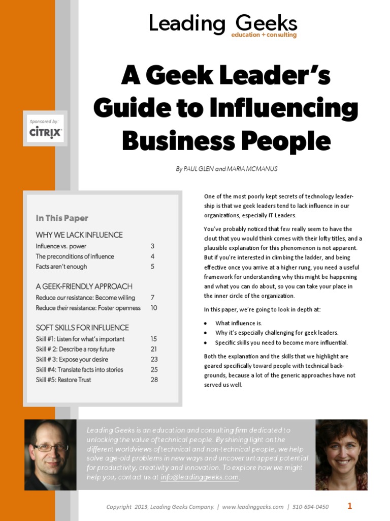 Leading Geeks GoToAssist Influencing Business People White Paper | PDF ...