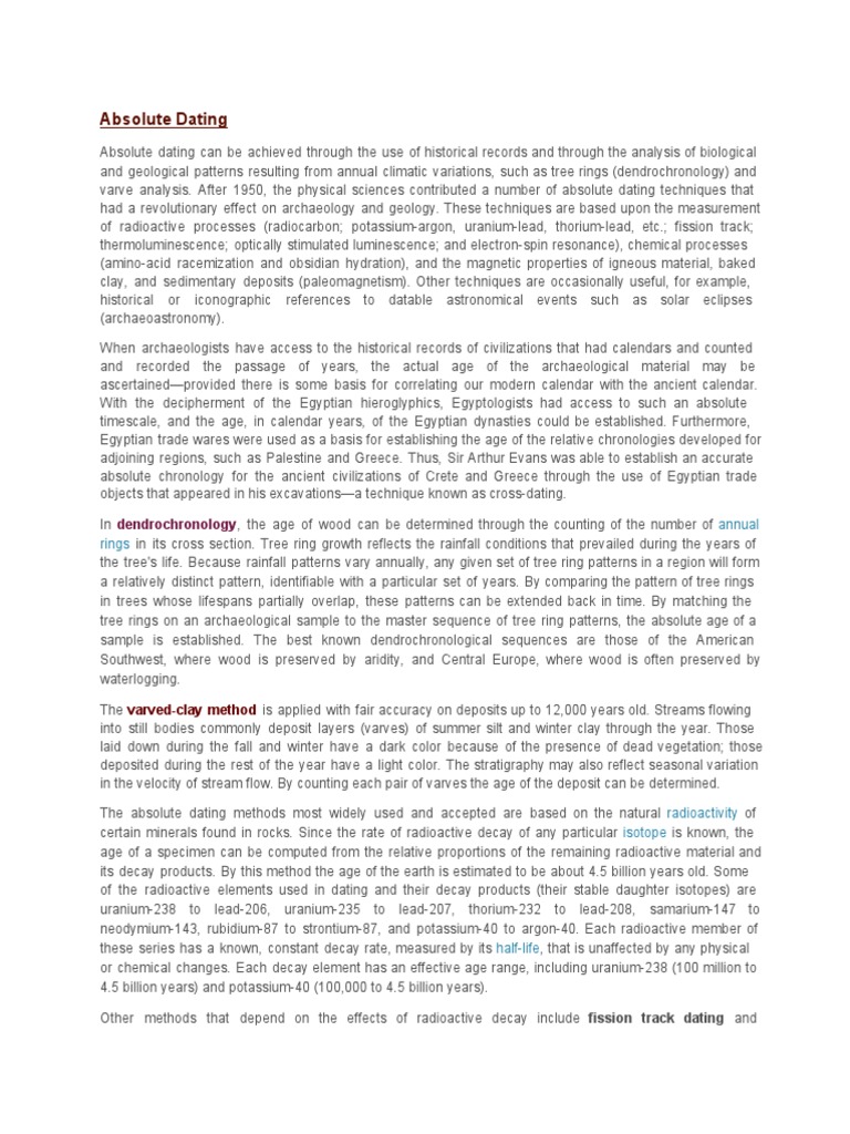 Absolute Dating | PDF | Radioactive Decay | Radiocarbon Dating