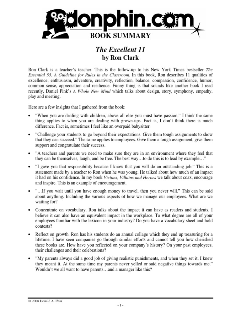 Book Summary: The Excellent 11 | PDF