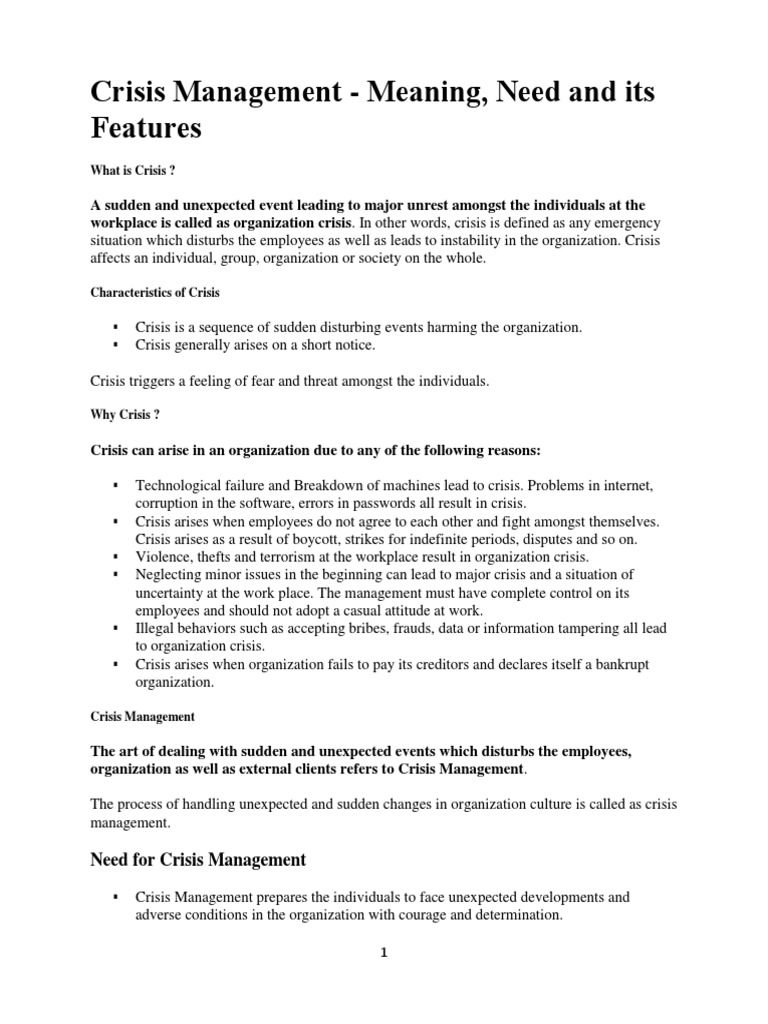 Types of Crisis | PDF | Crisis Management | Reputation