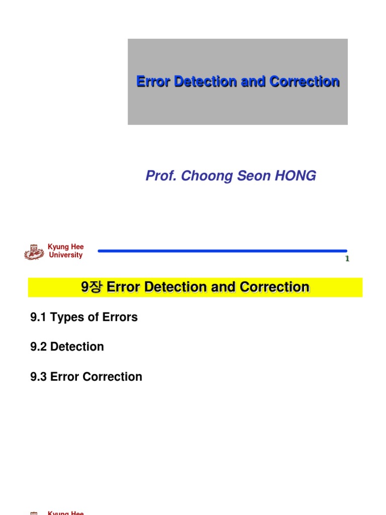 Chapter9 Error Detection And Correction Error Detection And Correction Computer Data