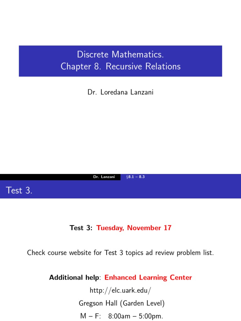 Discrete Mathematics Recurrence Relation Zero Of A Function