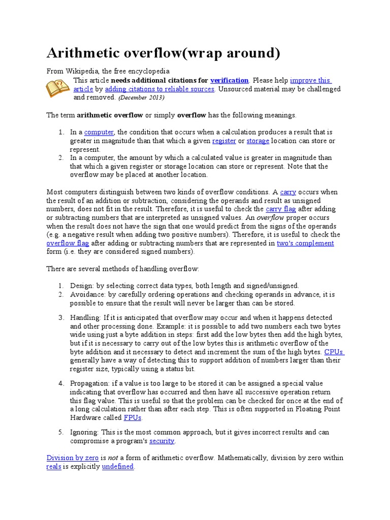 Arithmetic Overflow | PDF | Arithmetic | Computer Data Storage