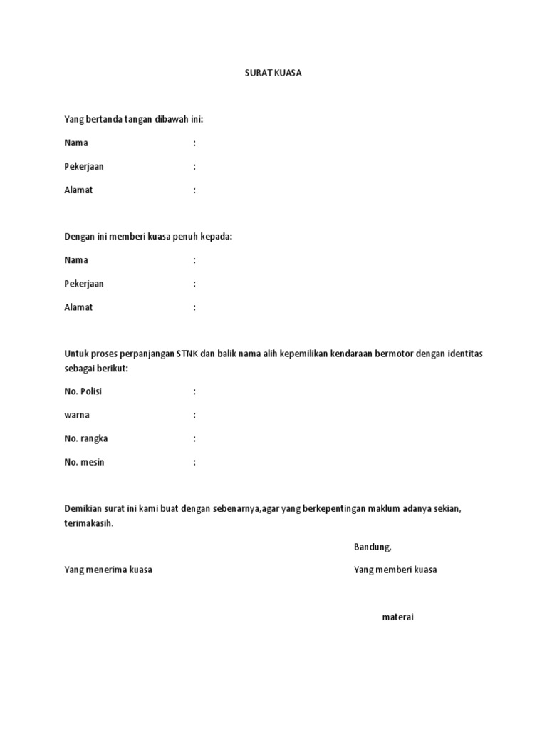 Surat Kuasa BBN Motor | PDF