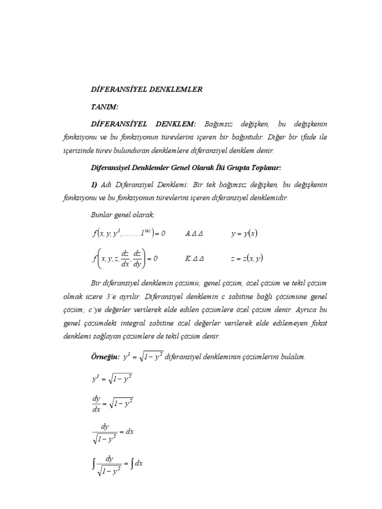 Diferansiyel Denklemler | PDF