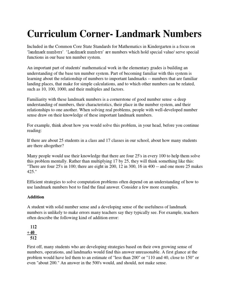 Curriculum Corner - Landmark Numbers 13-14 | PDF | Subtraction ...