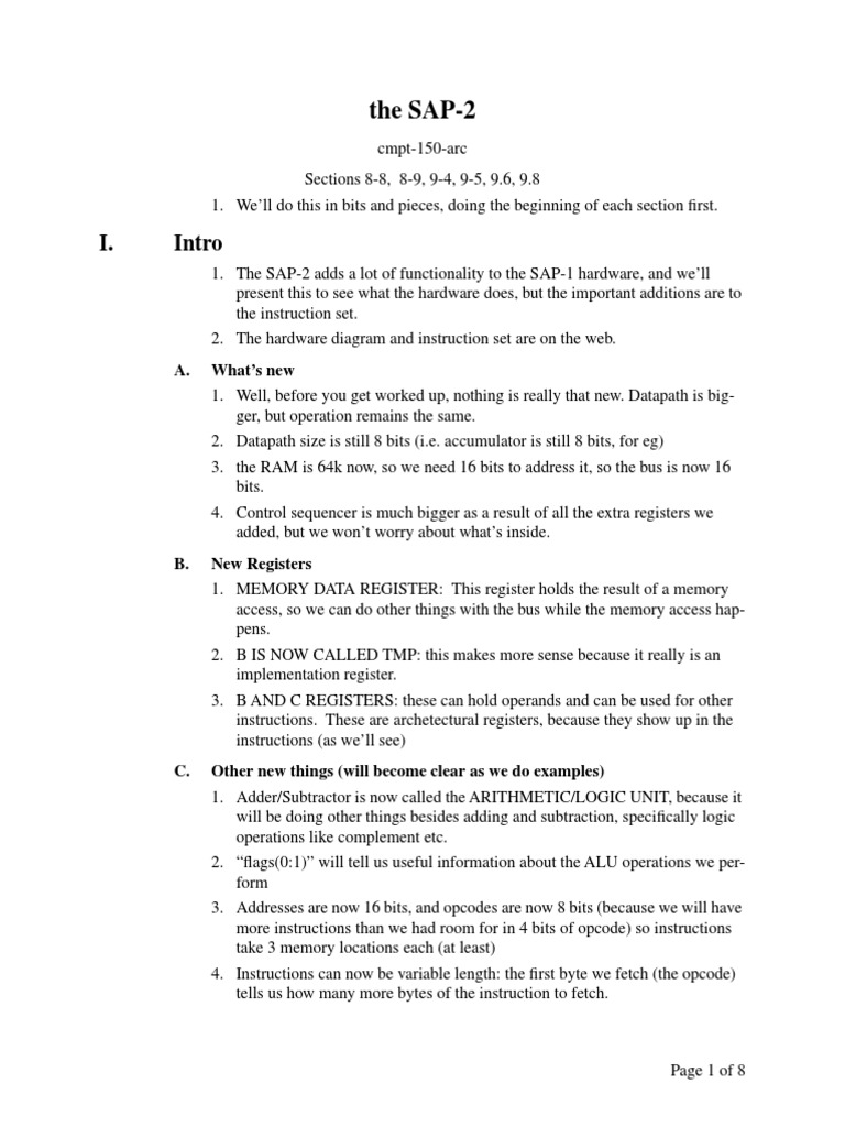 w10 SAP-2 | PDF | Instruction Set | Assembly Language