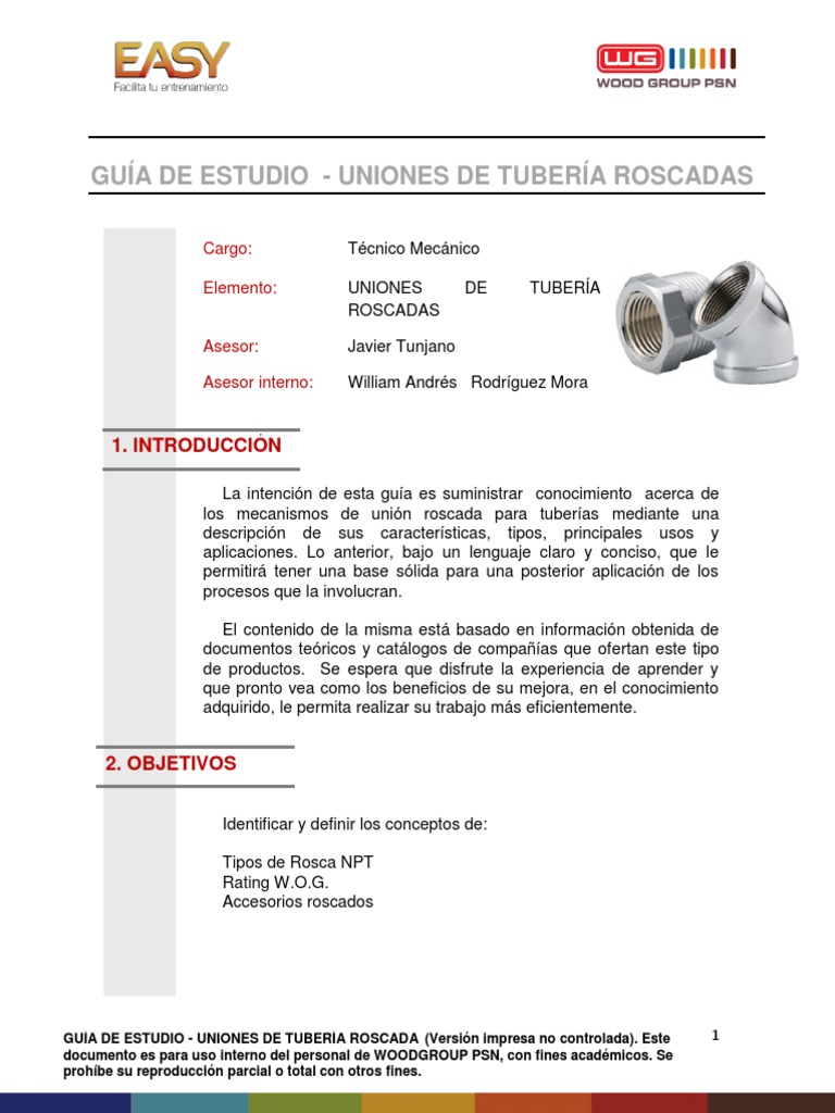 Guía de Uniones de Tubería Roscada | PDF | Tubería (transporte de fluidos) | Ingeniería mecánica
