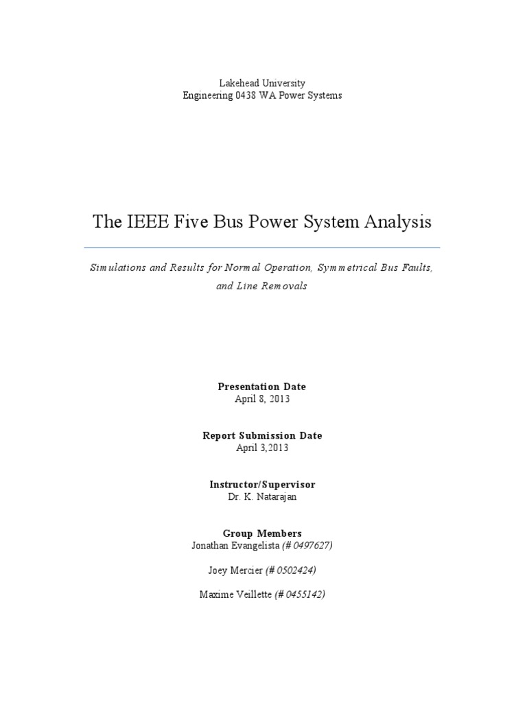 IEEE 5-Bus Power System Analysis | PDF | Electrical Engineering ...