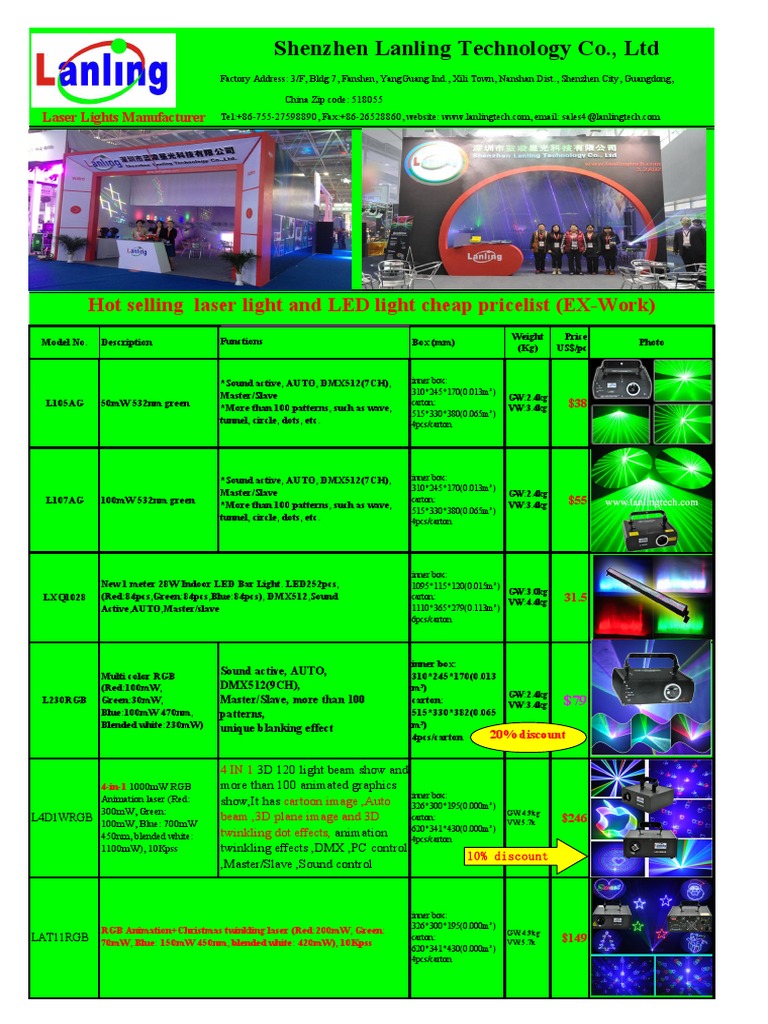 Laser and LED Light Price List | PDF | Rgb Color Model | Green