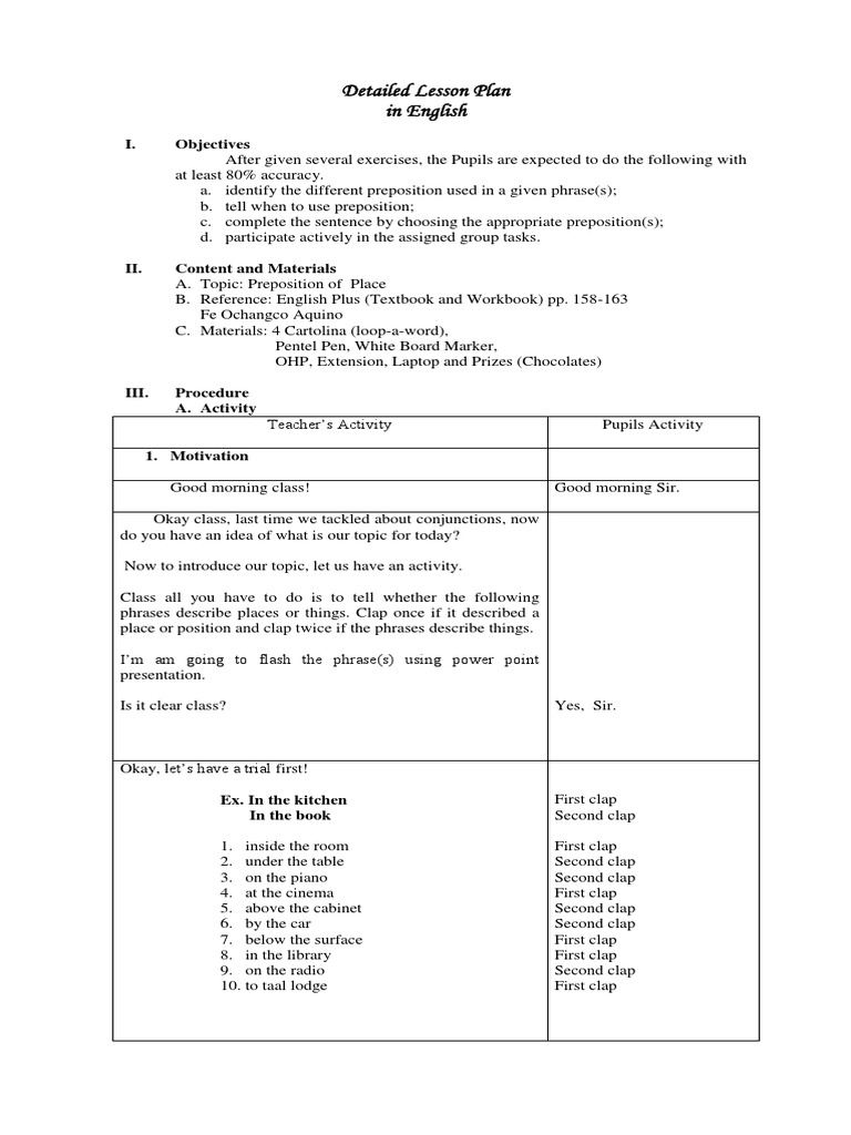 Lesson Plan 2 | Preposition And Postposition | Noun