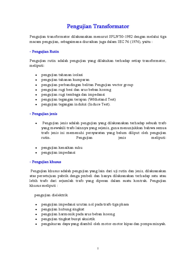 Pengujian Trafo | PDF