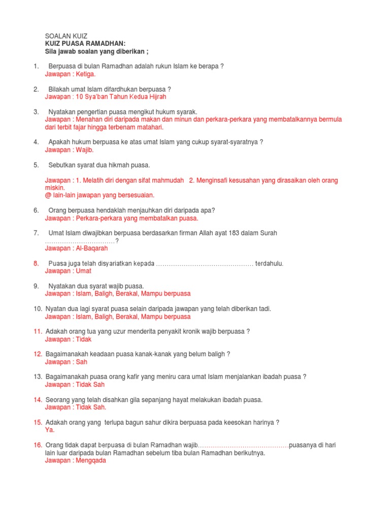Kuiz Ramadan | PDF