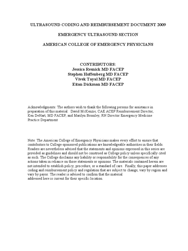 Emergency Ultrasound Coding Guide 2009 | PDF | Medical Ultrasound ...