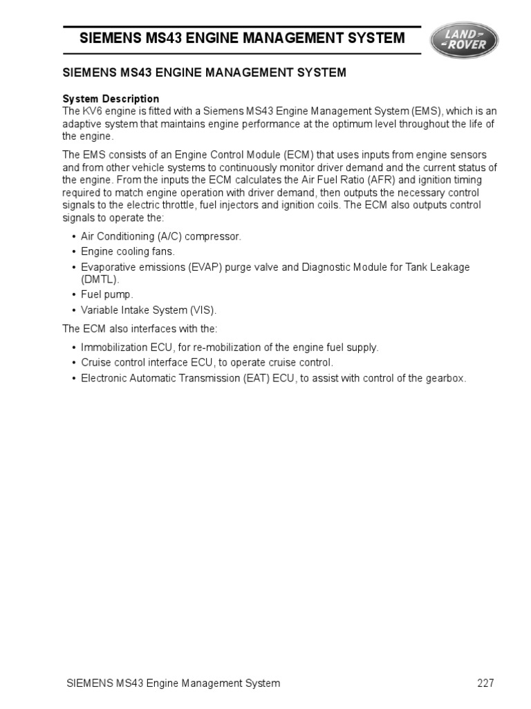 Siemens MS43 Systems | PDF | Ignition System | Throttle